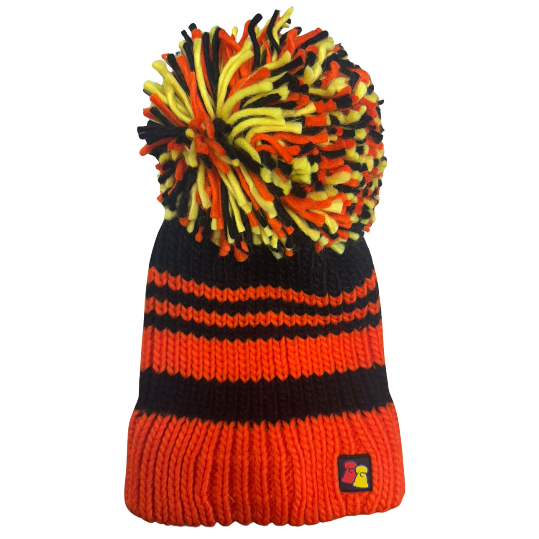 Red, Black and Yellow Big Bobble Hat – Big Bobble Hats Ltd