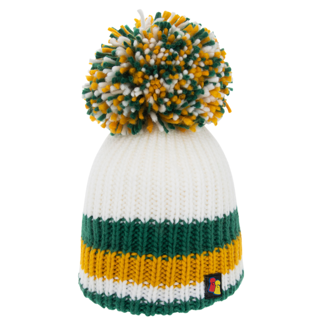 Green, White and Gold Big Bobble Hat | Big Bobble Hats – Big Bobble ...