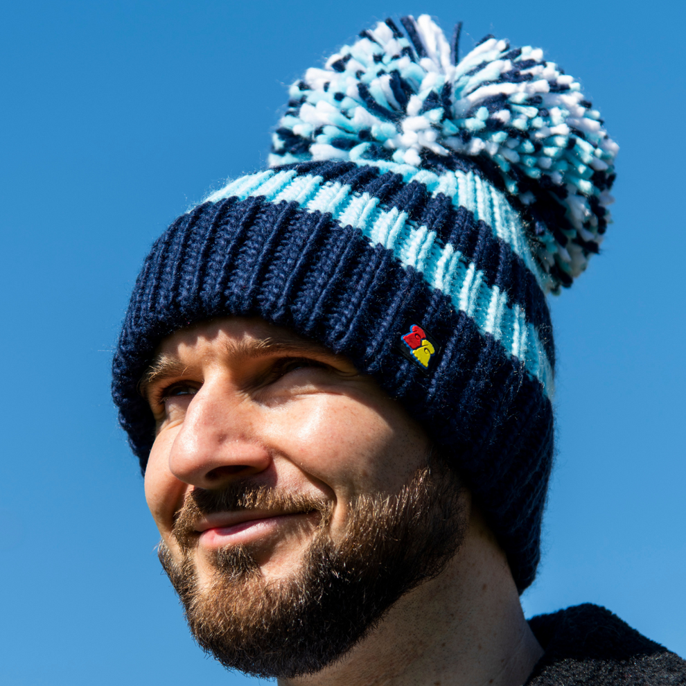 Blues And Twos | Blue Bobble Hat | Big Bobble Hats – Big Bobble Hats Ltd