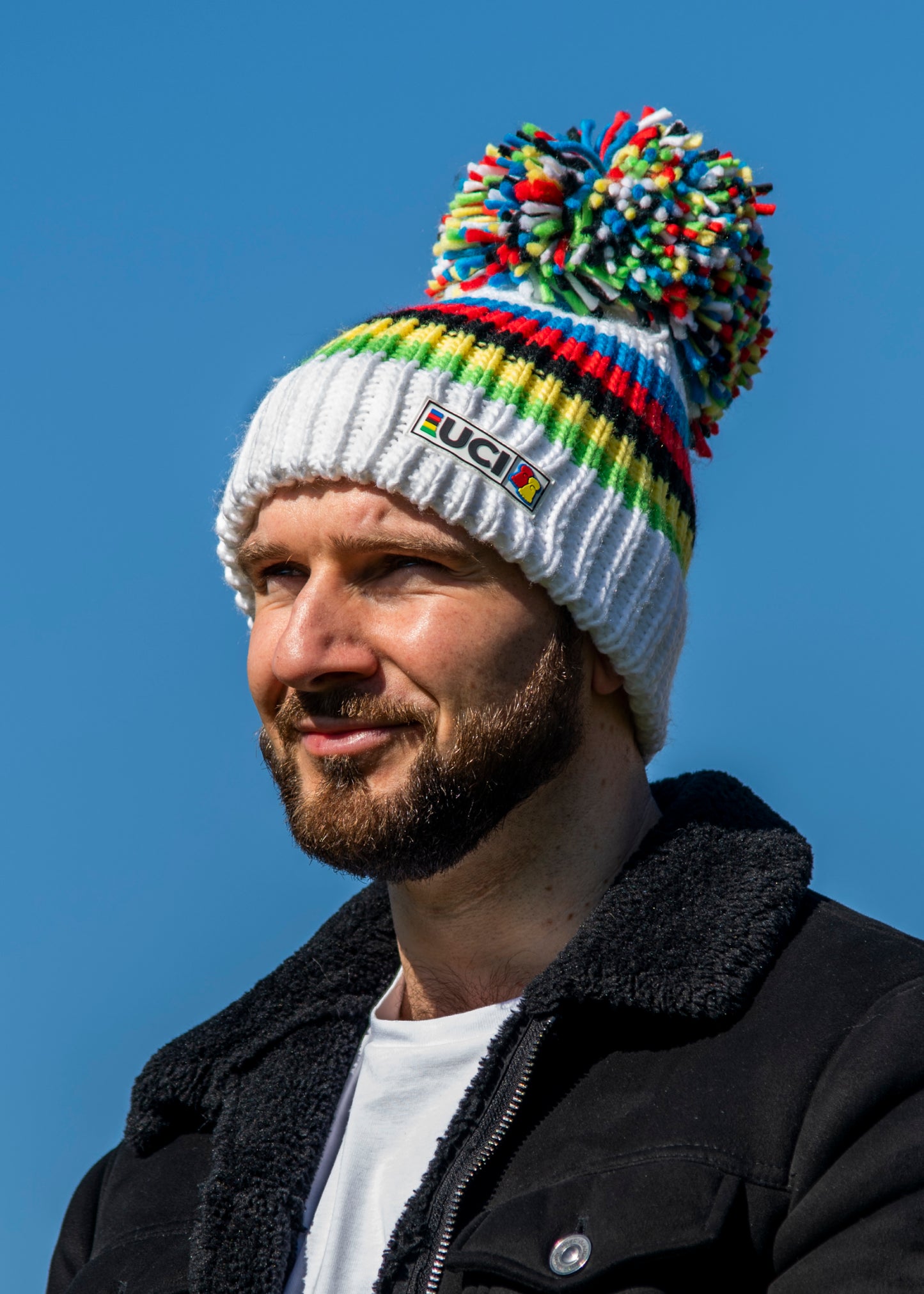 UCI White Rainbow Stripes | UCI Licensed Product | Big Bobble Hats ...